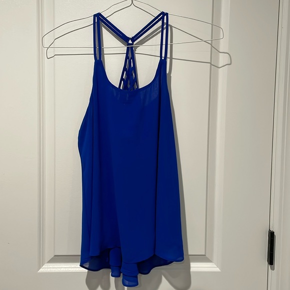 Tops | Blue Strappy Back Cami | Poshmark